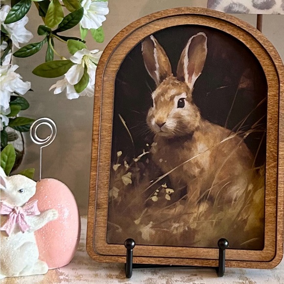 Accents | Bunny Arch Top Wood Framed Picture Easter Spring | Poshmark